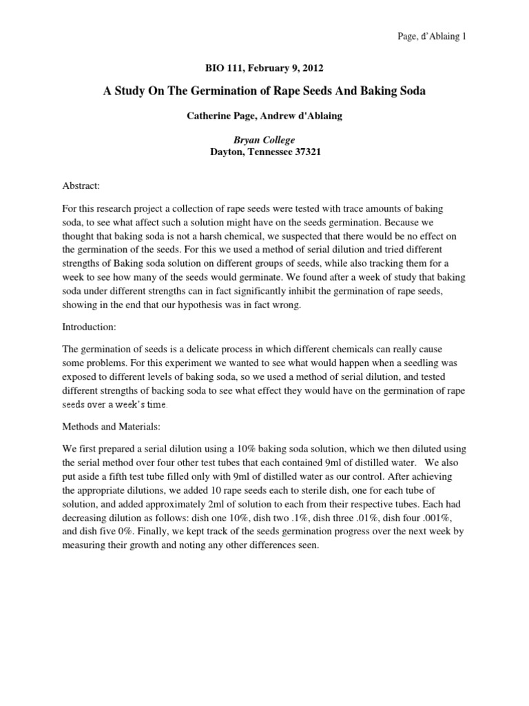 BIO 111 - Lab Report | PDF | Seed | Germination