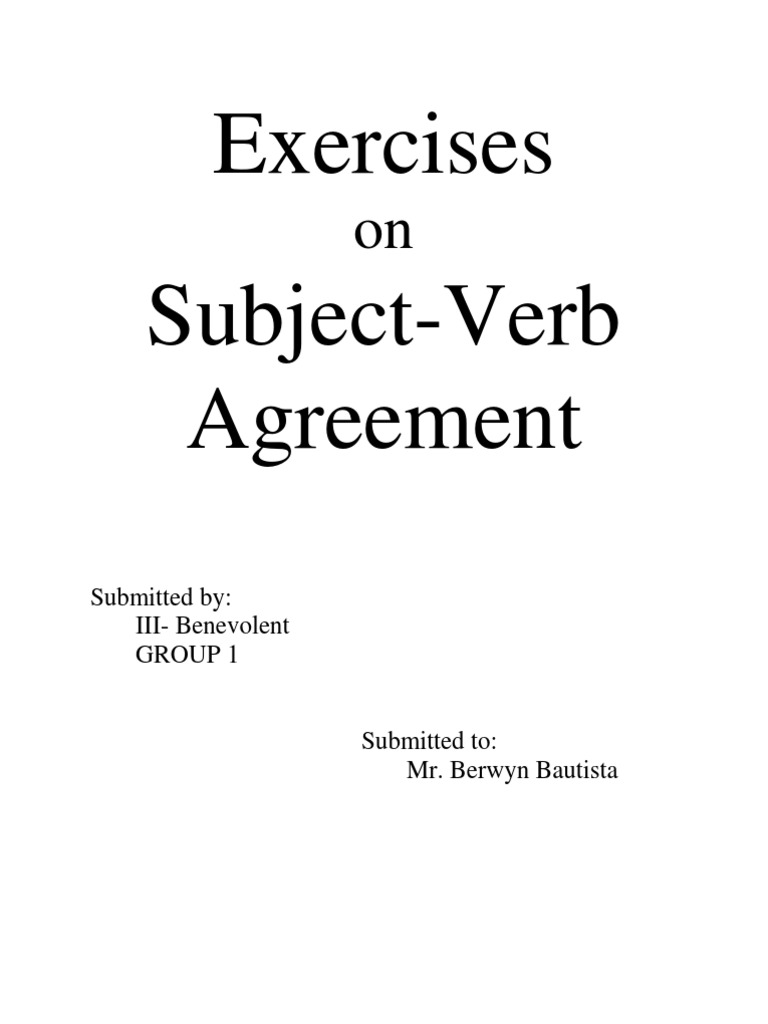 Subject Verb Agreement Exercises | PDF | Vitamin | Dietary Supplements
