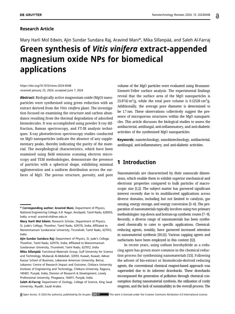 10.1515_ntrev-2024-0048 | PDF | Nanoparticle | Adsorption