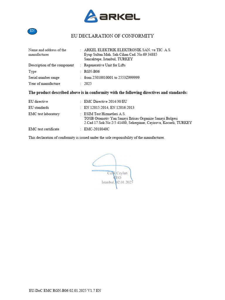 RGN-B06 EU Declaration of Conformity - en | PDF