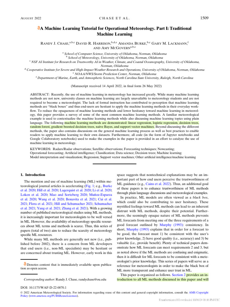 A Machine Learning Tutorial For Operational Meteorology. | PDF ...