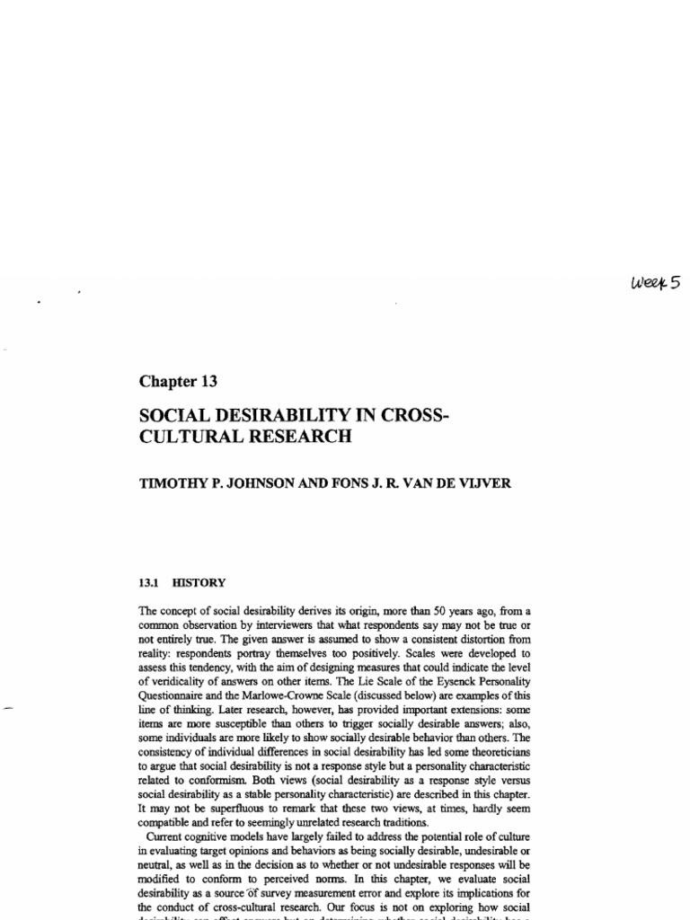 Social Desirability in Cross-Cultural Research | PDF | Survey ...