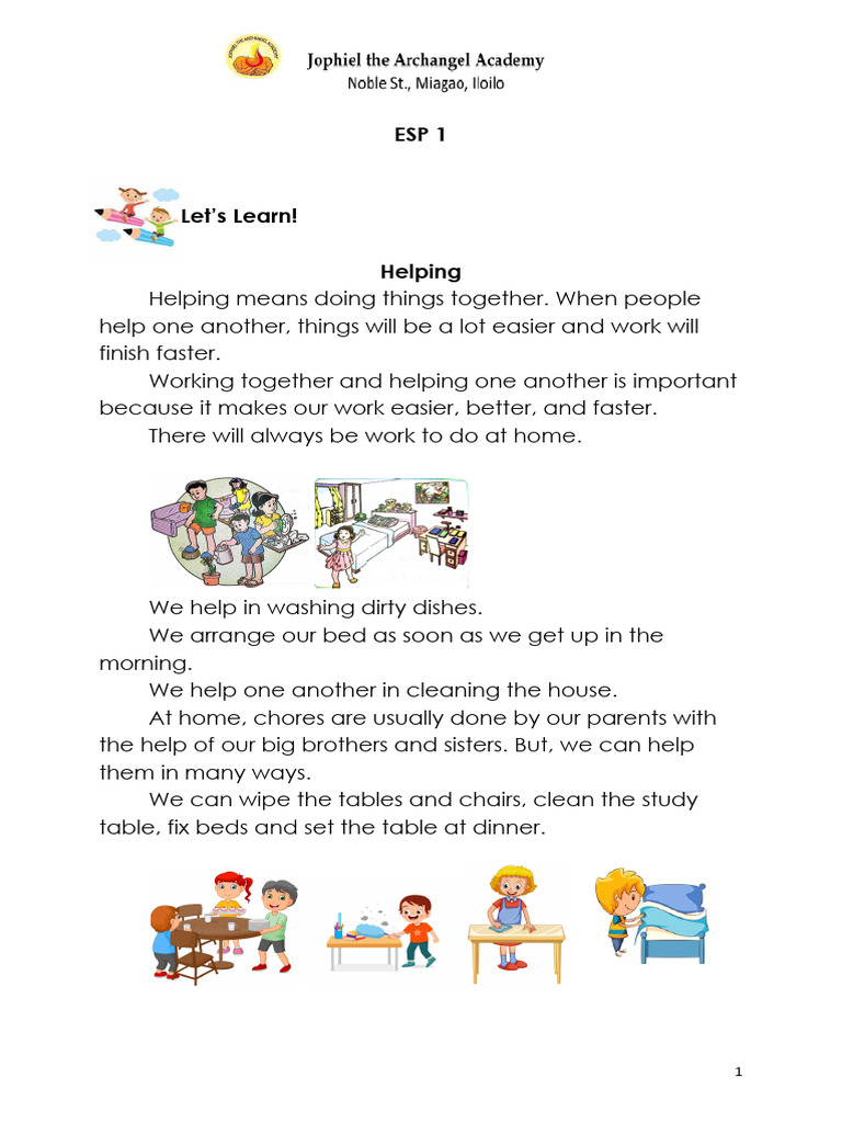 Q3 Handouts WEEK3 - ESP1 | PDF