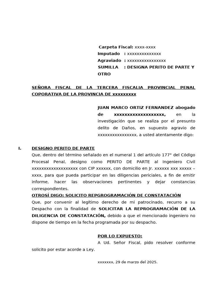 Designación de Perito de Parte en Perú | PDF