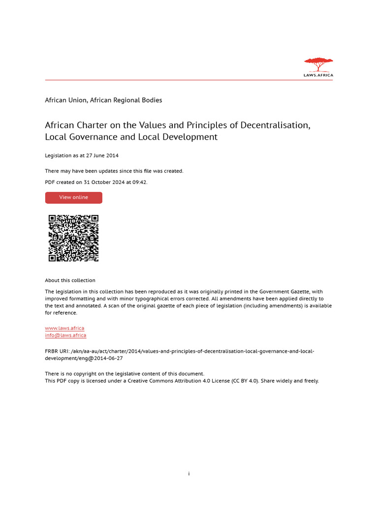 African Charter On The Values and Principles of Decentralisation Local ...