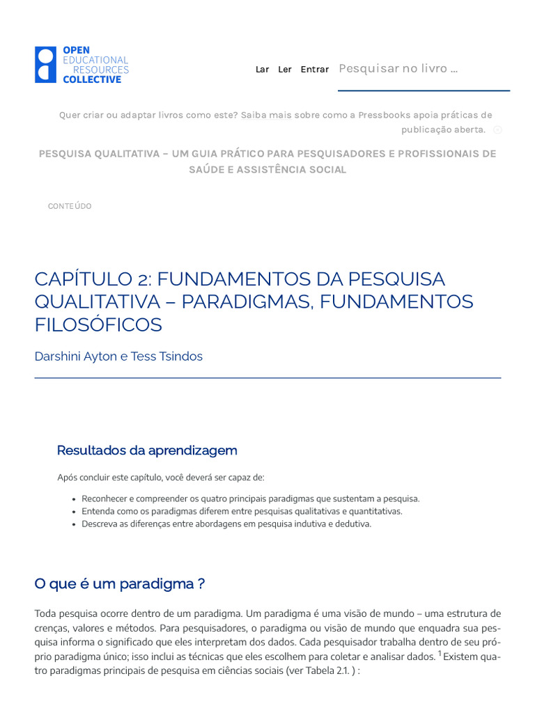 Capítulo 2: Fundamentos Da Pesquisa Qualitativa - Paradigmas, Fundamentos Filosóficos | PDF ...