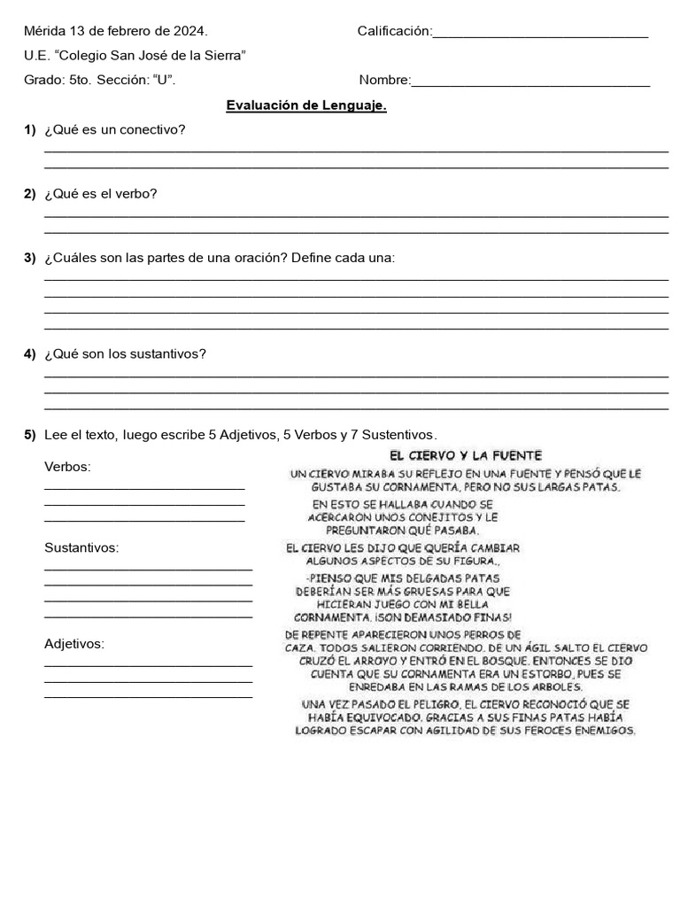 Exámen de Lenguaje 2do lapso | PDF | Adjetivo | Lingüística