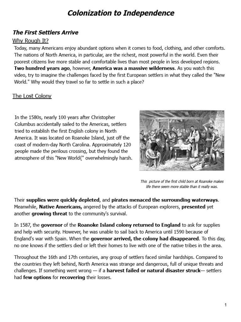 The First Settlers Arrive - Colonization To Independence | PDF | Slavery