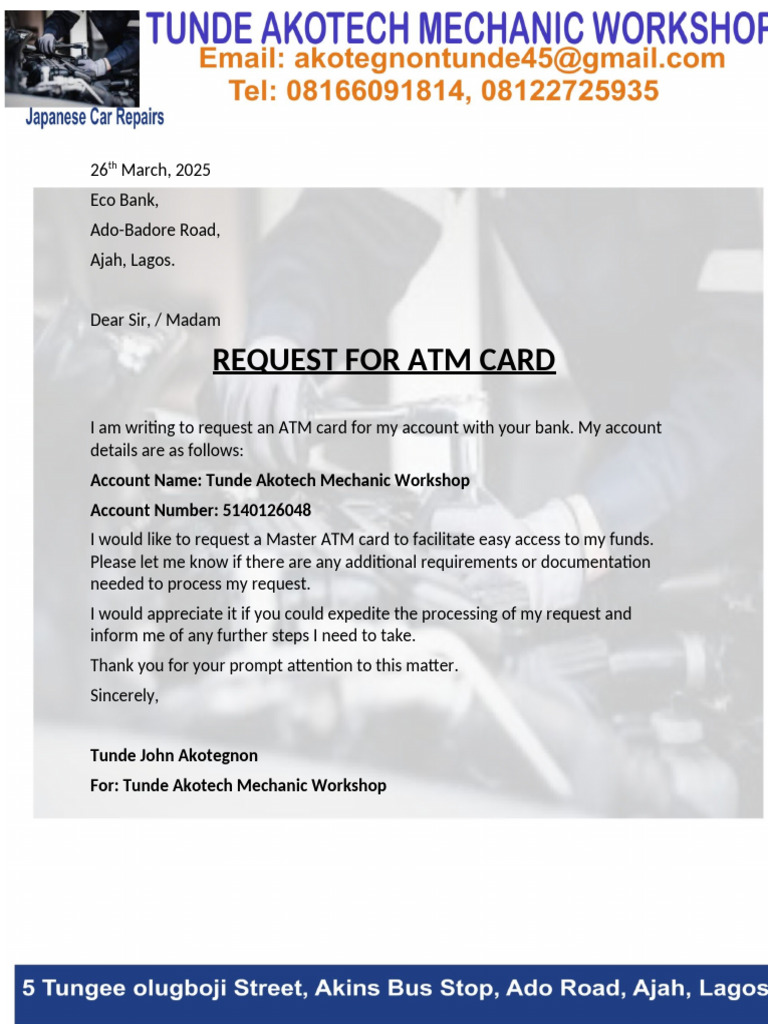 ATM Request | PDF