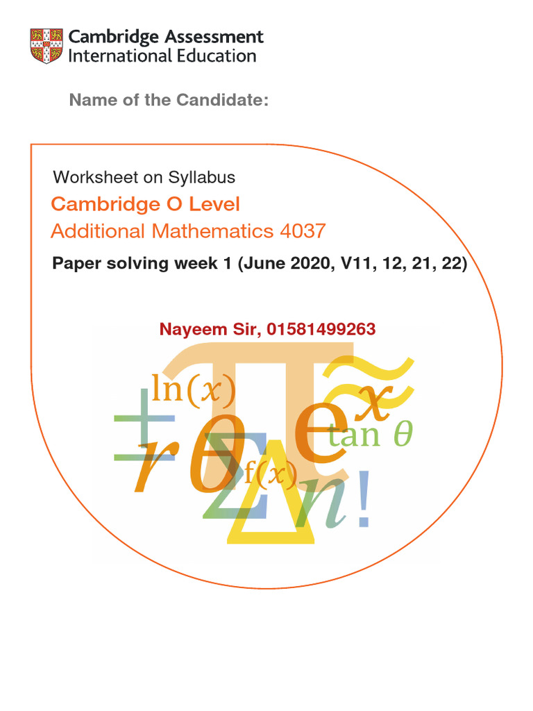 Add Math Paper Solving Week 2 | PDF | Equations | Mathematical Analysis