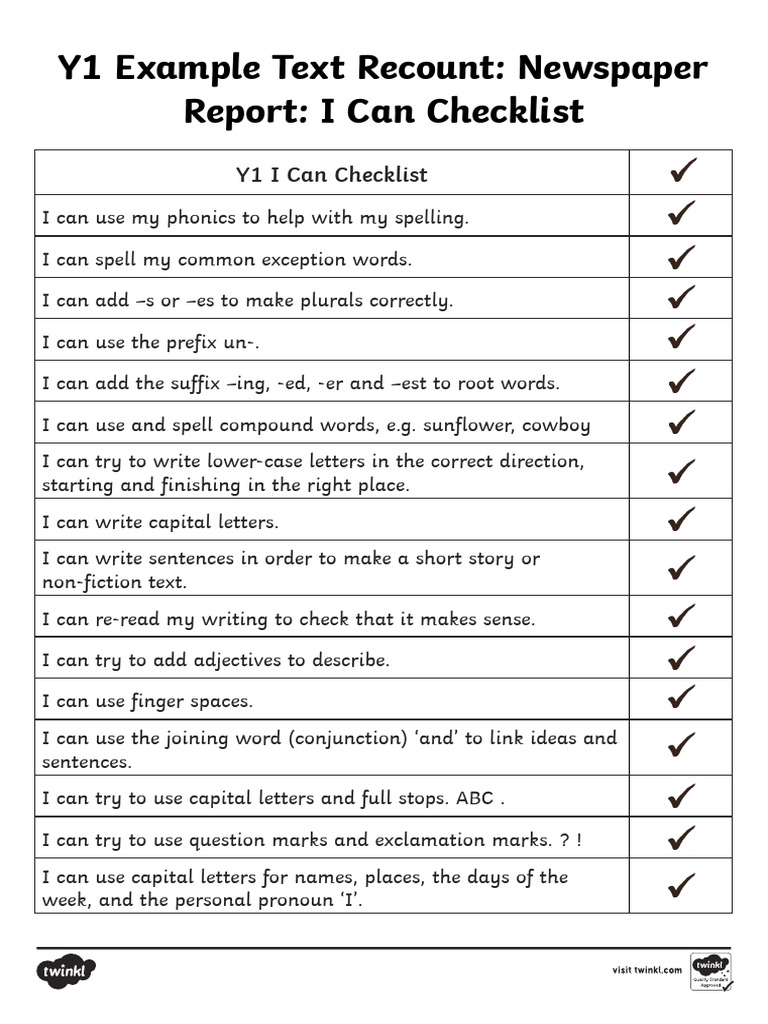 I Can Checklist | PDF