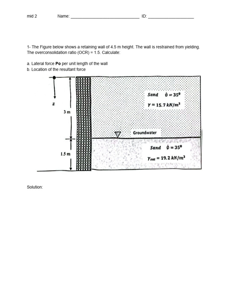 Retaining Wall Lateral Force Calculation | PDF