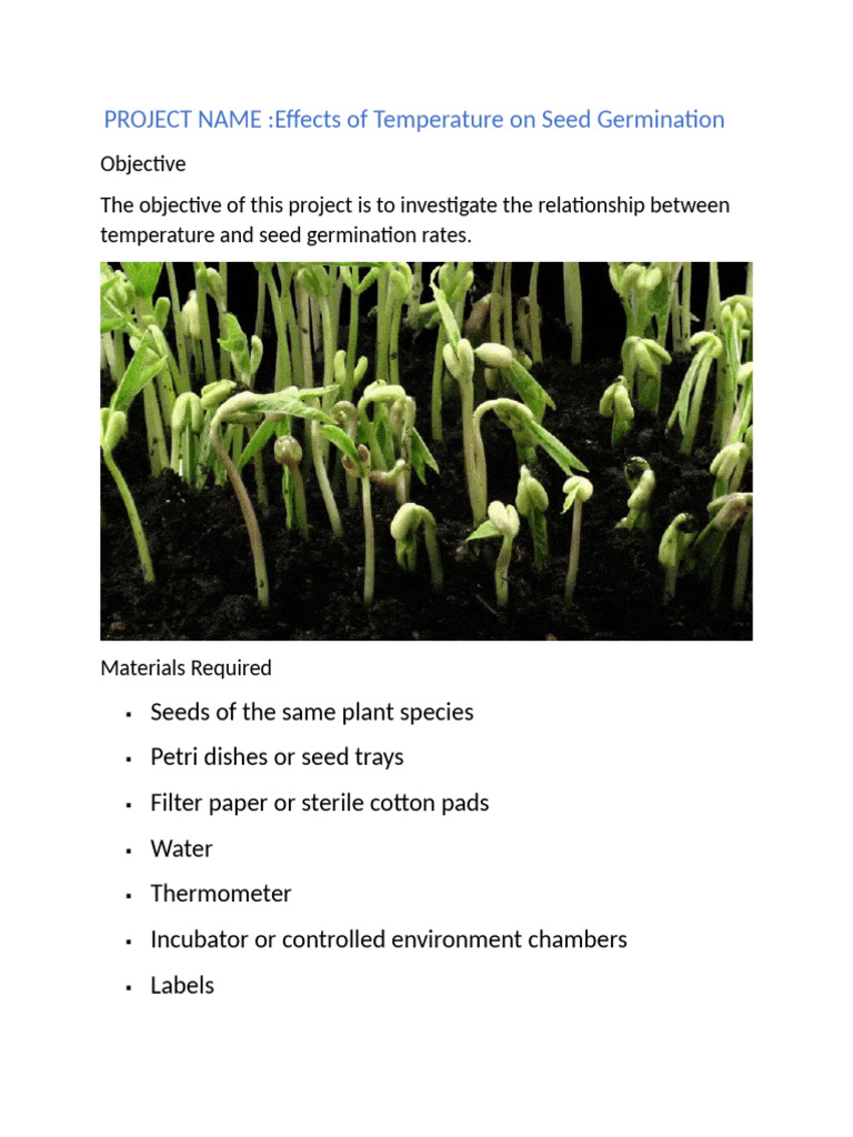 Temperature Effects on Seed Germination | PDF | Seed | Germination