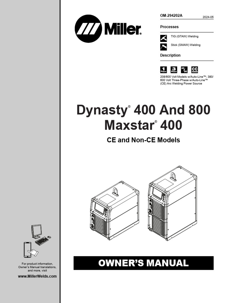 Miller Dynasty Maxstar 400 800 Manual | PDF | Welding | Construction