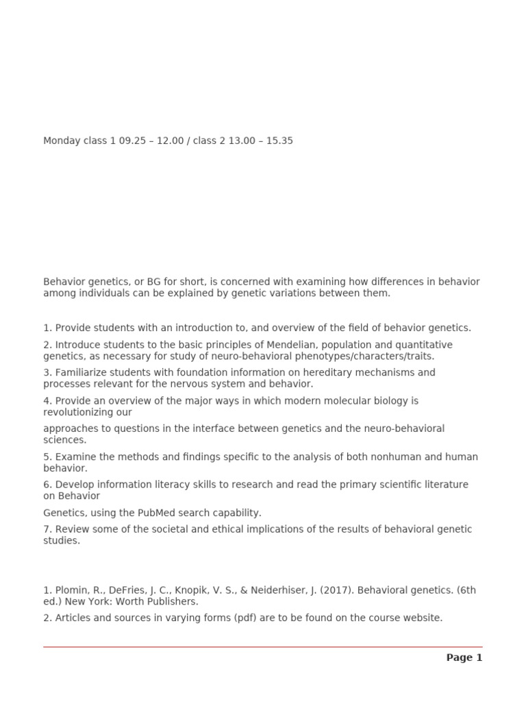 PSİ 1014 Introduction To Behavioral Genetics | PDF | Genetics | Epigenetics