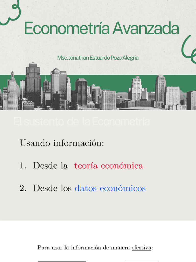 Econometría Avanzada: Fundamentos y Recursos | PDF