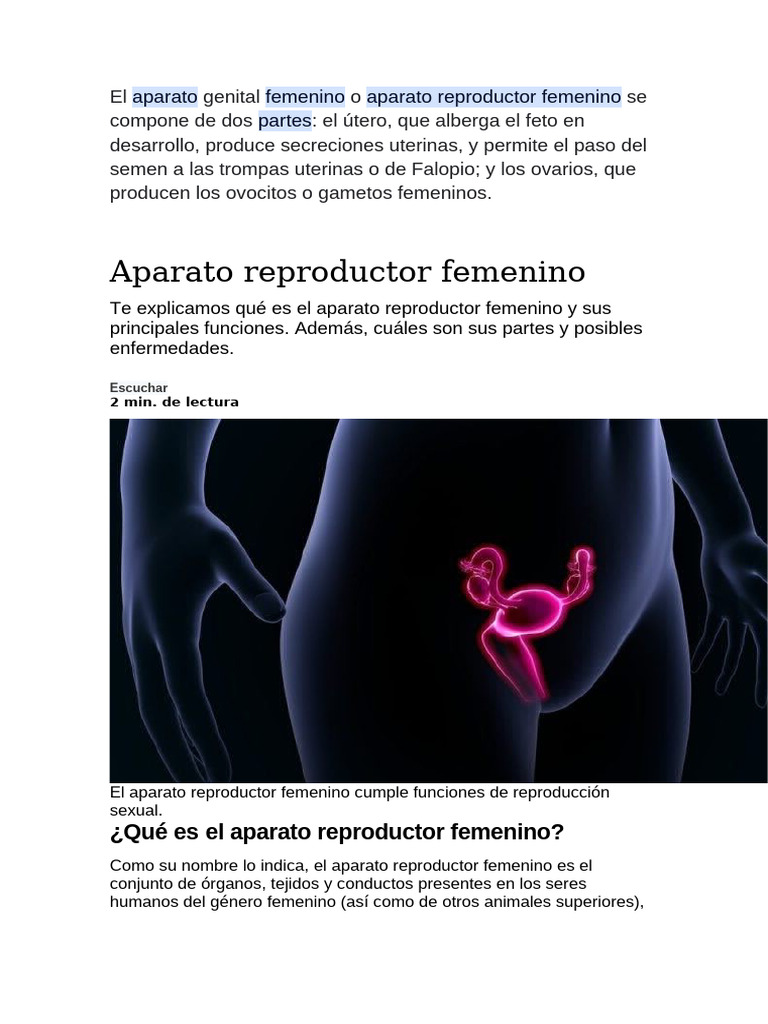 Aparato Reproductor Femenino | PDF | Sistema reproductivo | Ciclo menstrual