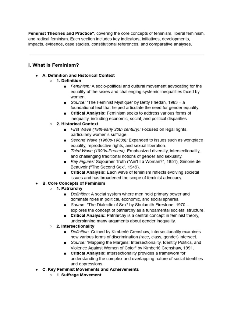 Overview of Feminist Theories and Practices | PDF | Feminism | Gender ...