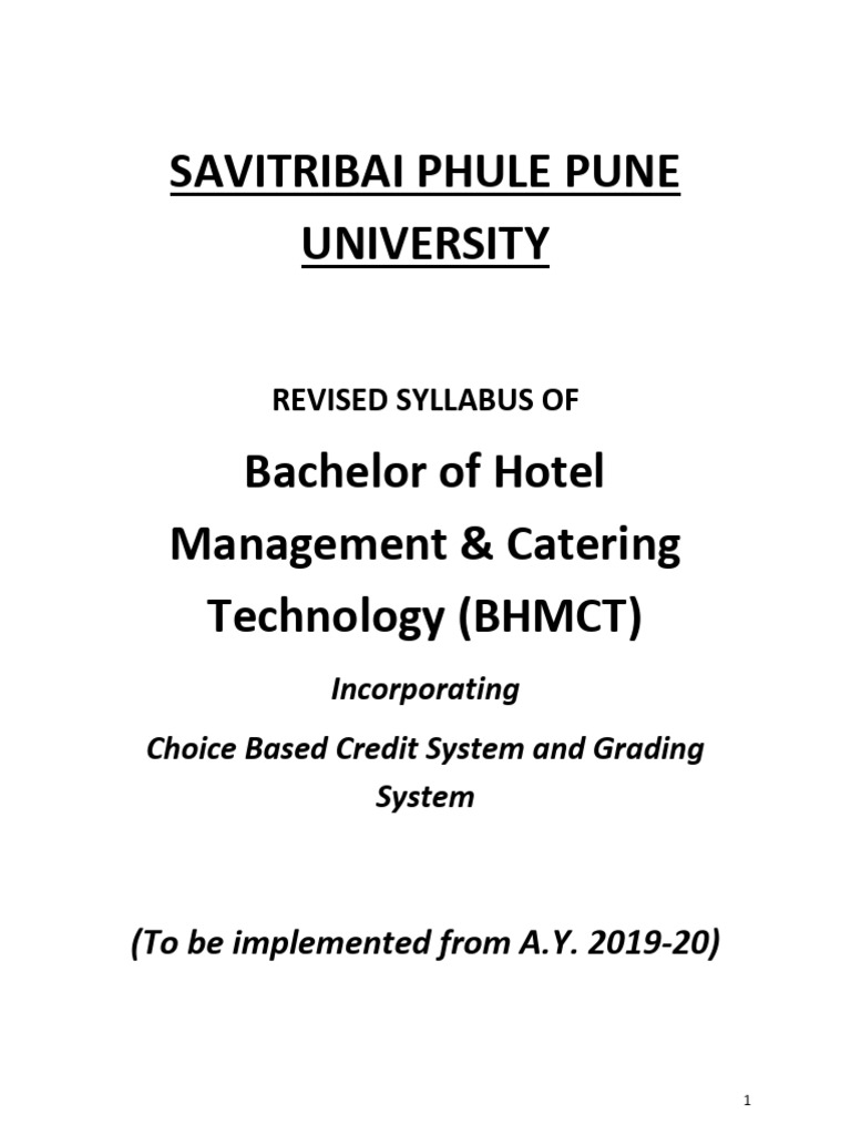 BHMCT-Revised-Syllabus-From-2019 | PDF | Curriculum | Cooking