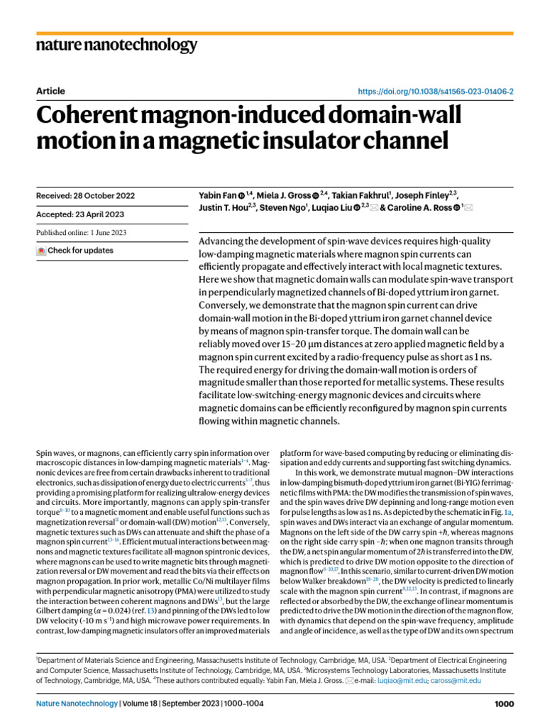 Coherent Magnon-Induced Domain-Wall | PDF | Antenna (Radio) | Microwave