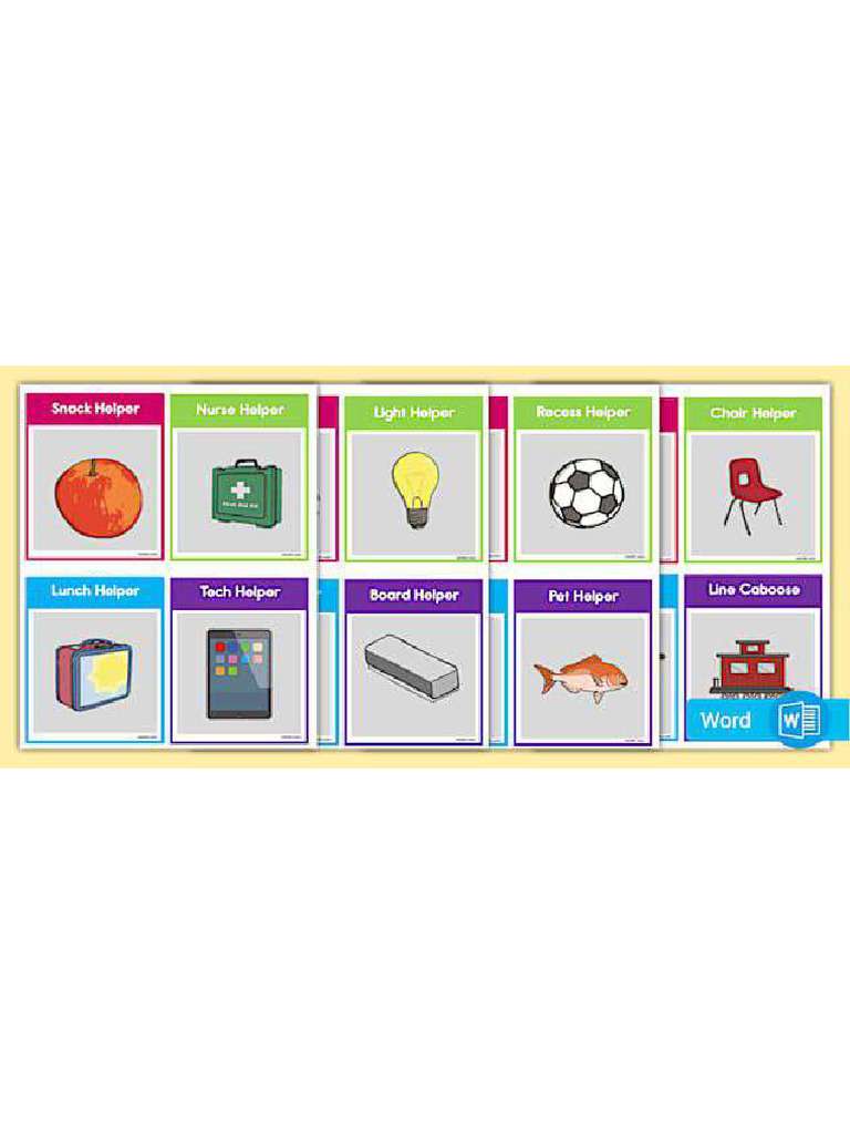 Editable classroom job cards | PDF