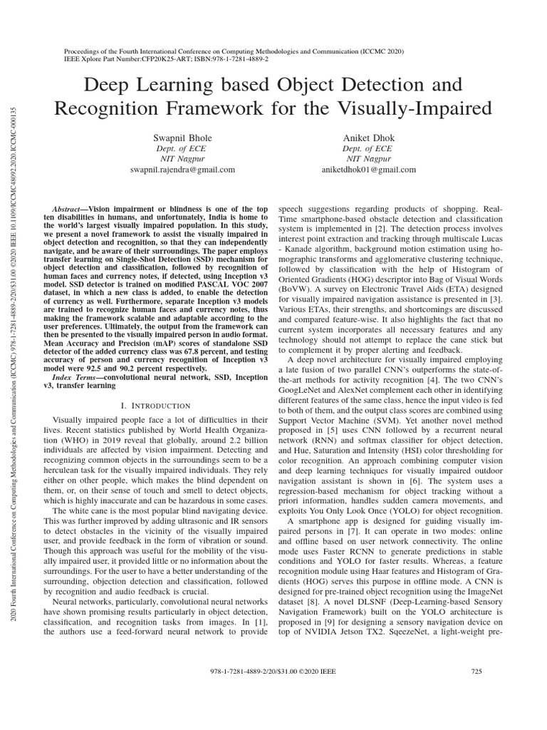 Deep Learning for Visually Impaired Navigation | PDF | Deep Learning ...