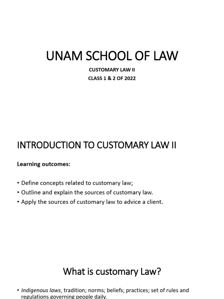CLASS 1 - INTRODUCTION-CONCEPTS-FORMS OF CUSTOMARY LAW | PDF | Family ...