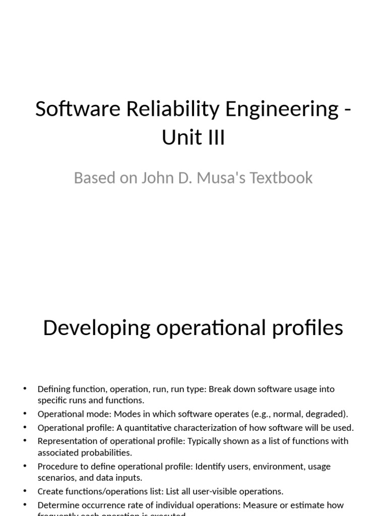 Software Reliability Engineering Unit III | PDF
