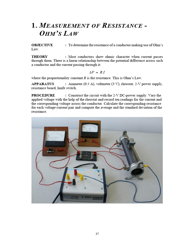 Phys 201-LabBook-Experiment 1 | PDF | Voltage | Electronics
