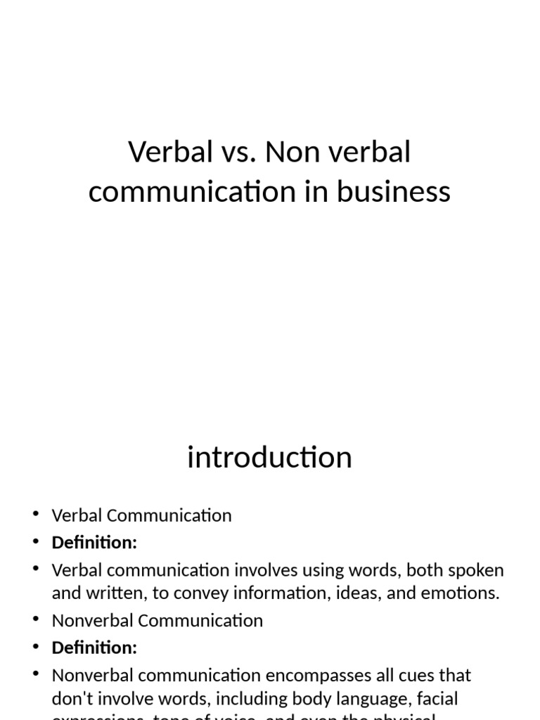 Verbal vs Non Verbal | PDF | Nonverbal Communication | Communication