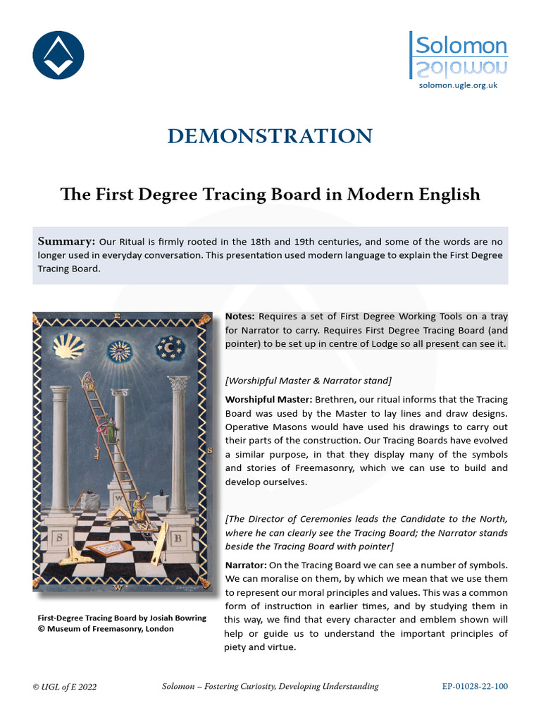 First Degree Tracing Board Explained | PDF | Freemasonry | Column