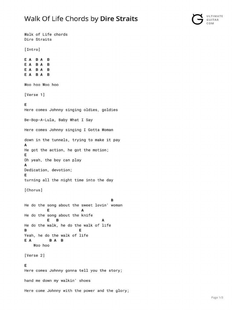 Walk of Life Chords | PDF