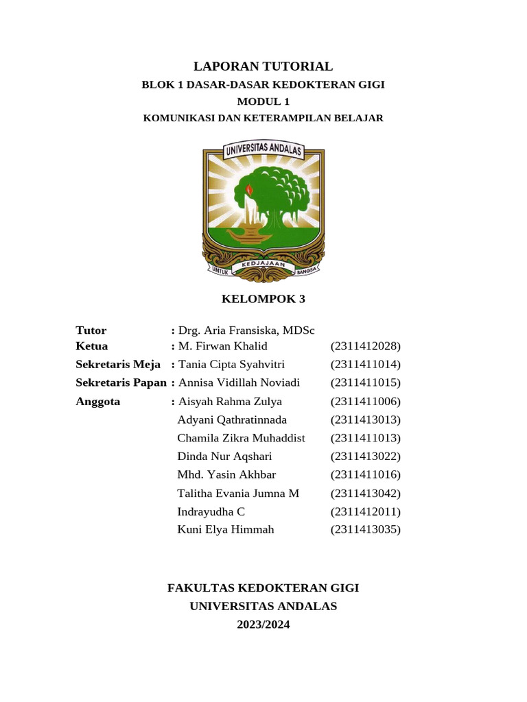 Laporan_Tutorial_Kelompok_3_(Blok_1_Modul_1), | PDF