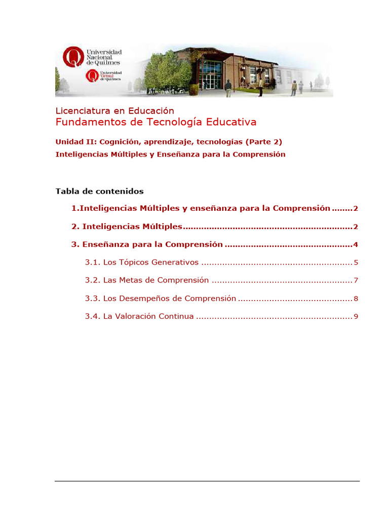 Inteligencias Múltiples y Enseñanza Para La Comprensión FUNTE UII Parte ...