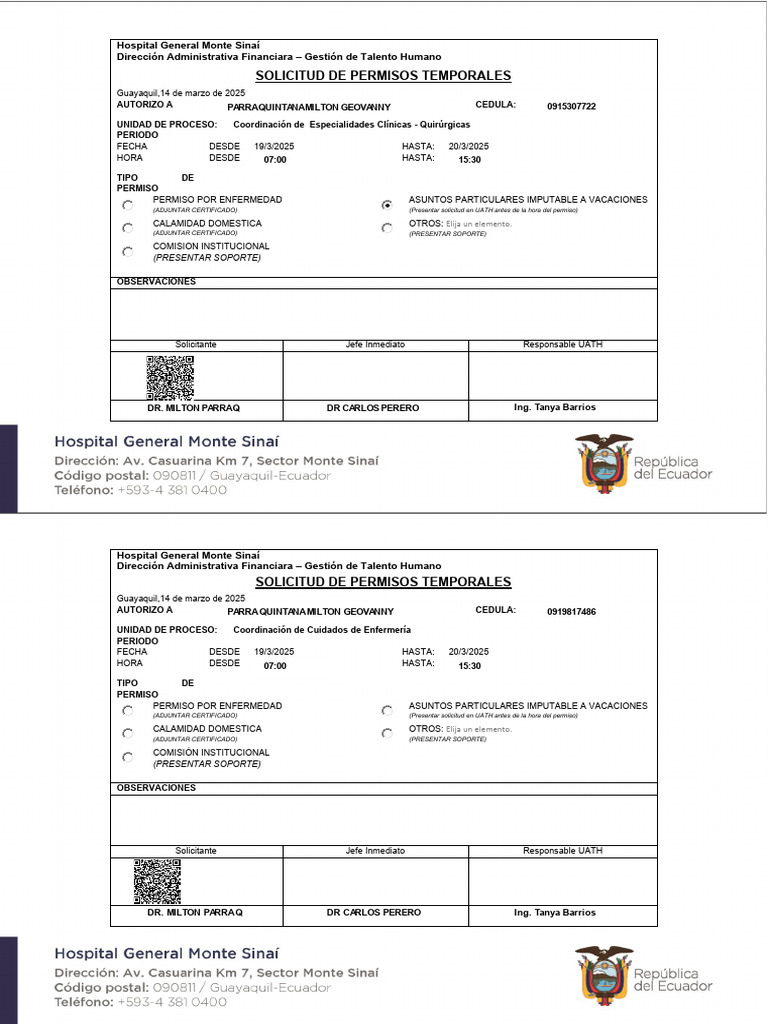 Permiso Temporal HGMS 2025 DR MILTON PARRA-signed-signed | PDF ...