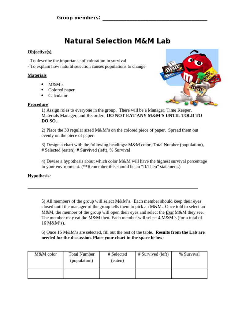MM Natural Selection Lab | PDF