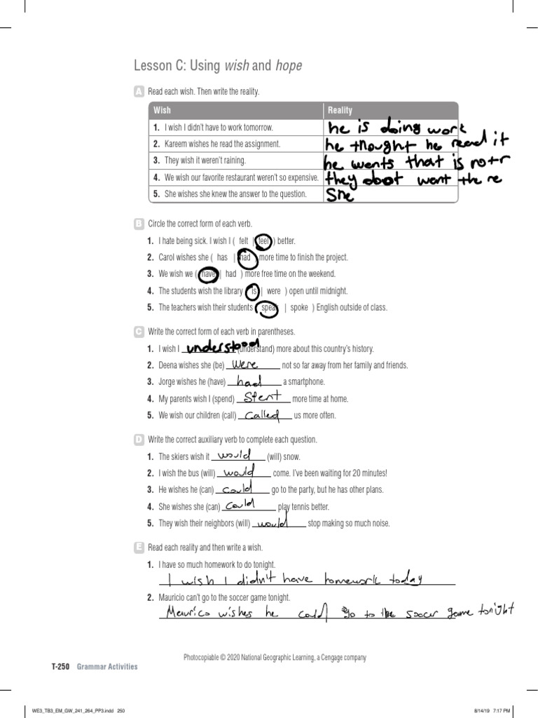 Lesson C Grammar Handout | PDF | Linguistics