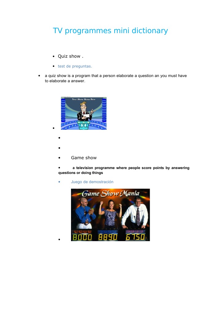 TV Programmes Vocabulary Guide | PDF
