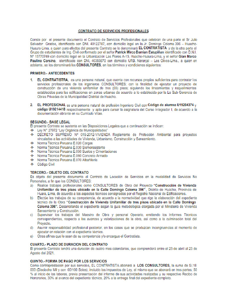 Docuemnto de Contrato | PDF