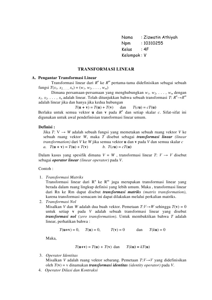 Transformasi Linier | PDF