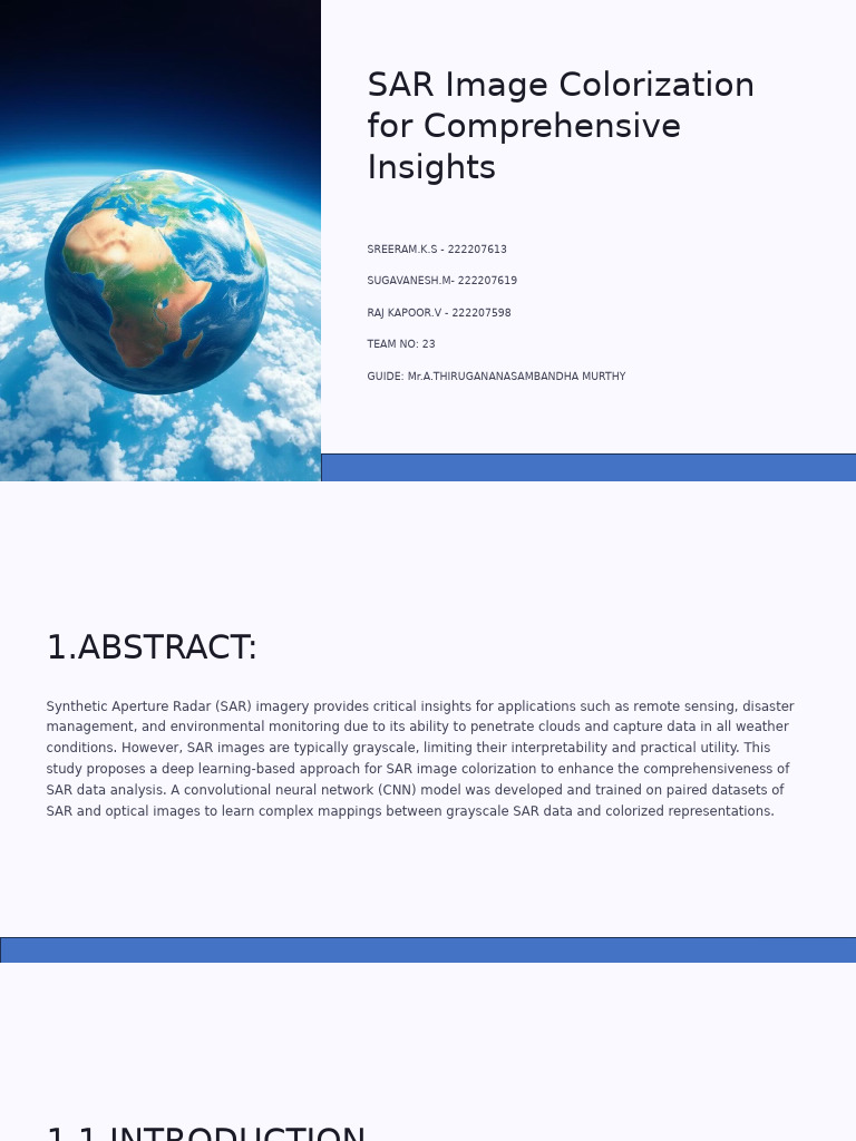 SAR Image Colorization For Comprehensive Insights | PDF | Deep Learning | Image