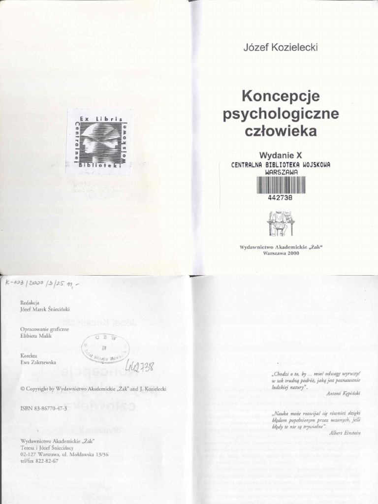 Kozielecki, Koncepcje Psychologiczne Człowieka | PDF