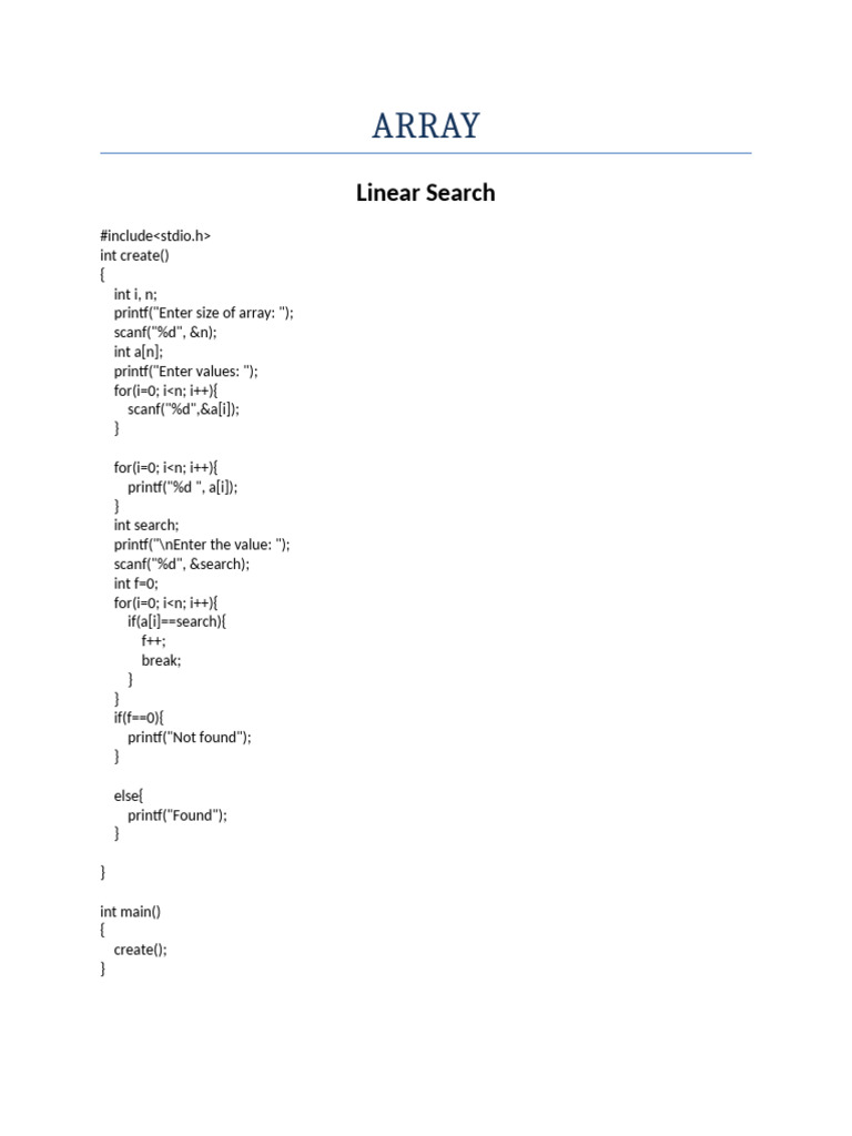 Array Search: Linear & Binary Methods | PDF
