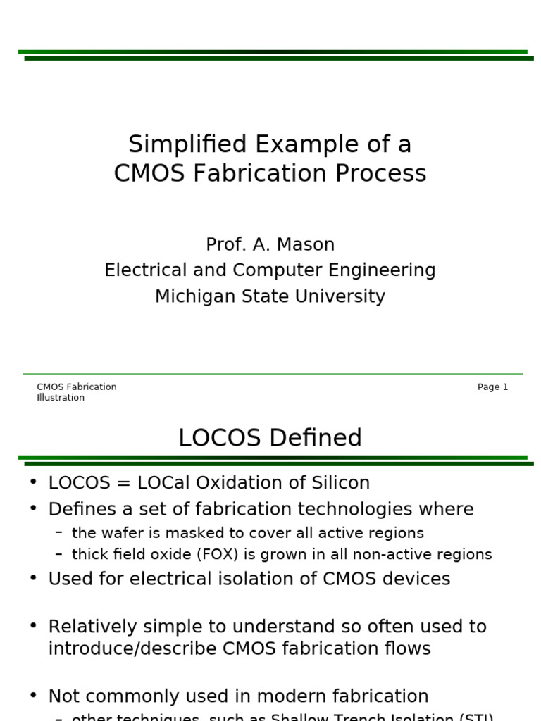 CMOS Fabrication Flow | PDF | Semiconductor Device Fabrication | Cmos
