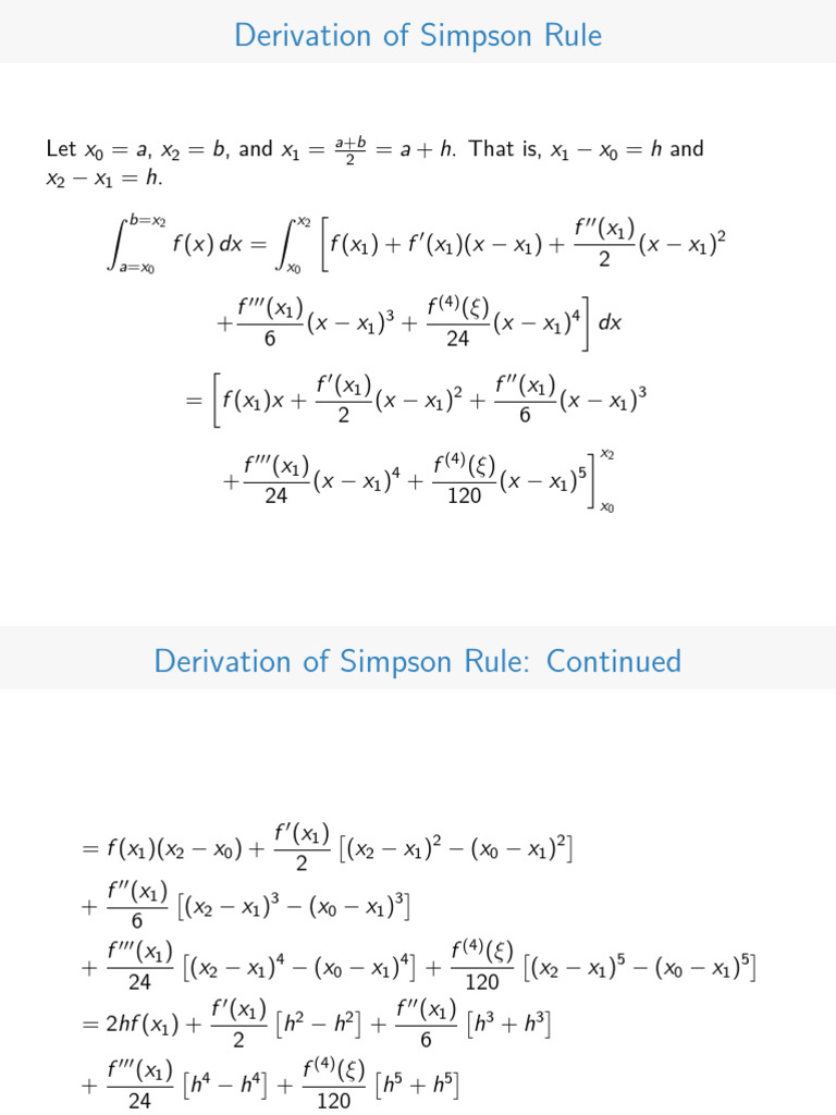 Deriving Simpson's Rule for Integration | PDF
