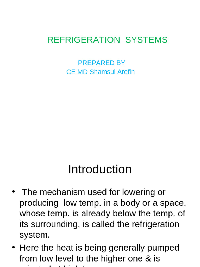 Overview of Refrigeration Systems | PDF | Refrigeration | Heat