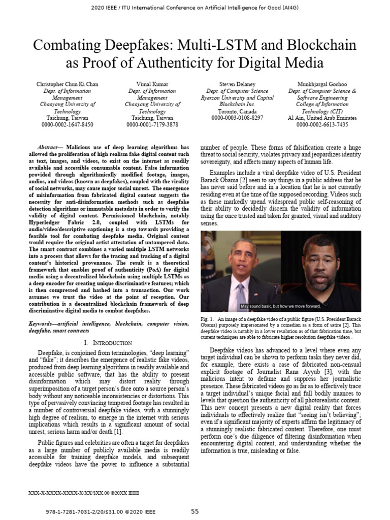 Combating Deepfakes Multi-LSTM and Blockchain As Proof of Authenticity For Digital Media | PDF ...