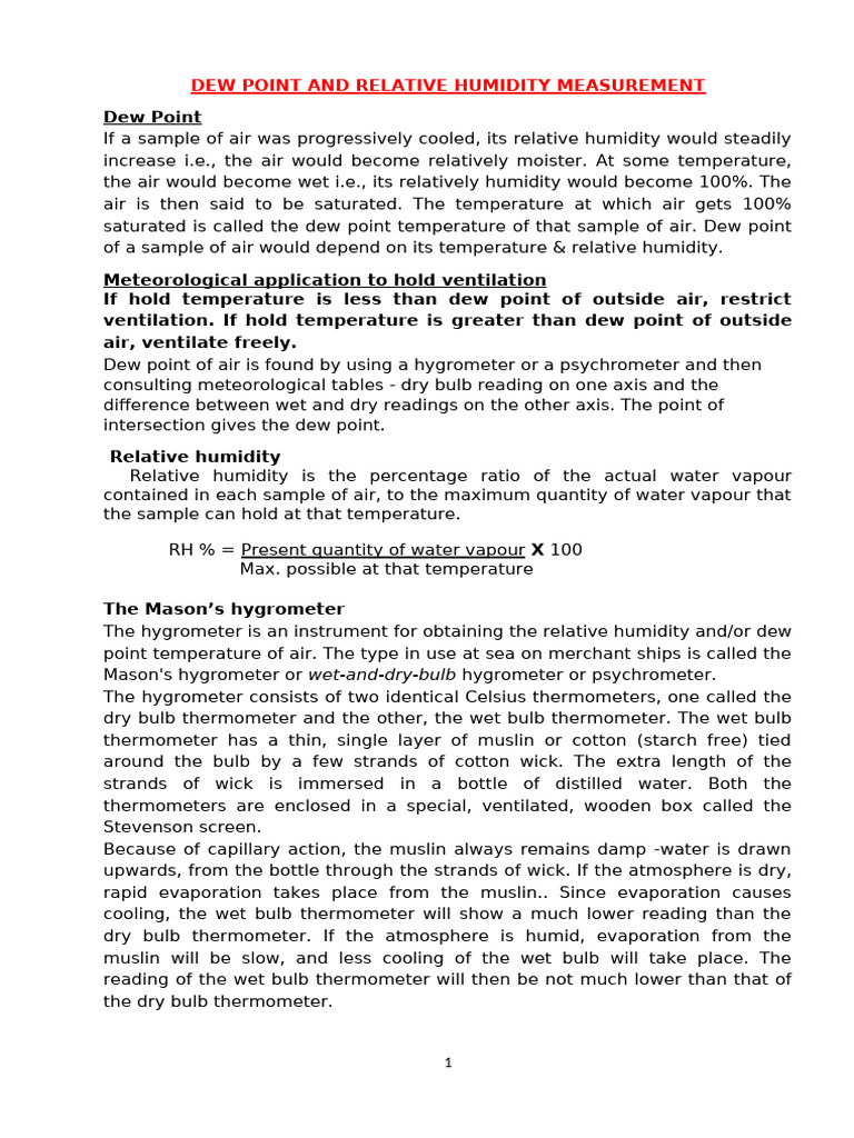 4 RH and Dew Point Charts Barometer | PDF | Humidity | Temperature