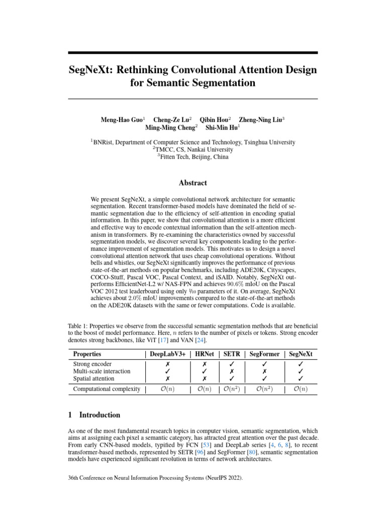 SegNeXt Rethinking Convolutional Attention Design Segmentation | PDF | Image Segmentation ...