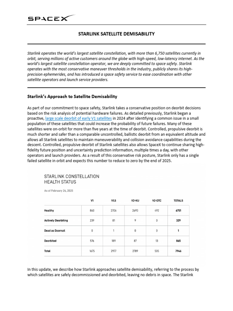 Starlink's Satellite Demisability Strategy | PDF | Satellite ...